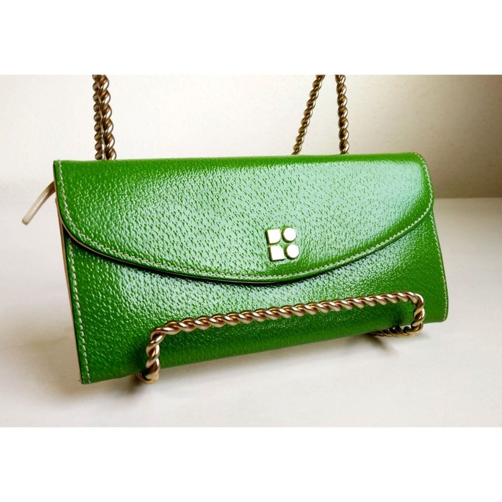 Kate Spade Green Pebbled Leather Checkbook Wallet - Gem